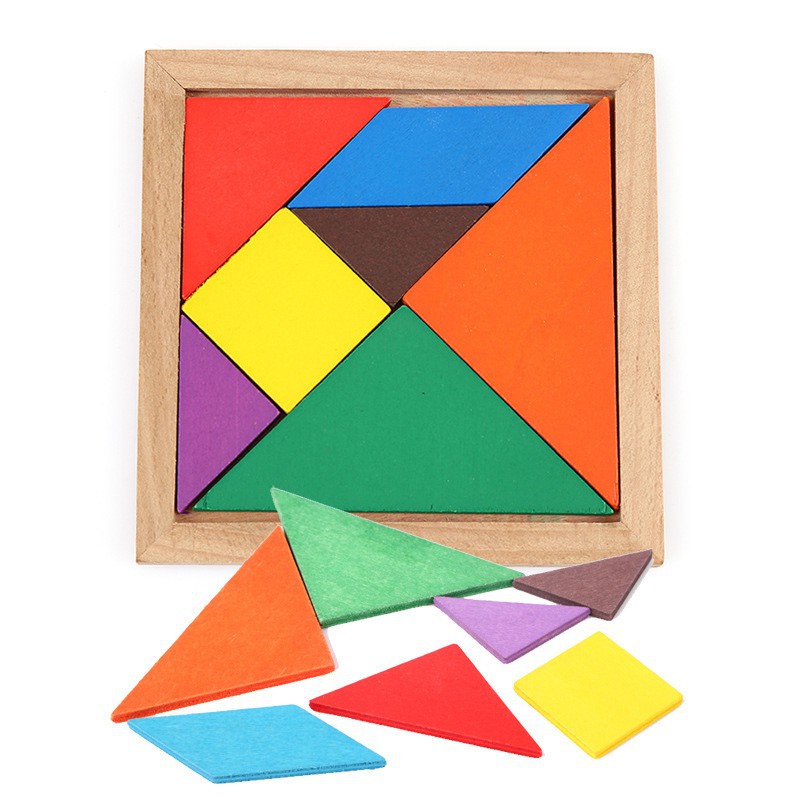 7pcs Wooden Tangram Brain Teaser Puzzle Children Mental Development ...