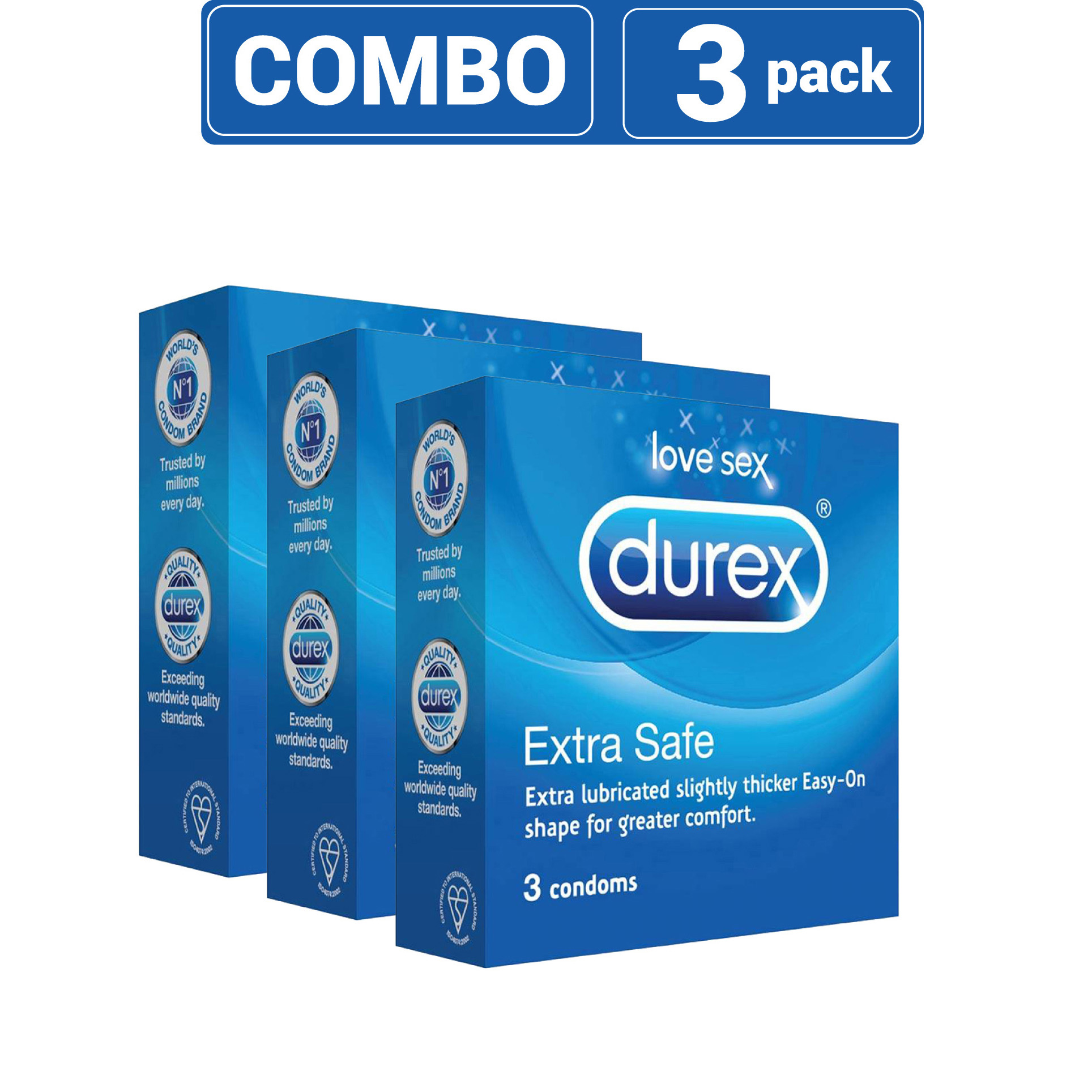 Durex - Extra Safe Condom - Combo Pack - 3 Packs - 3x3=9pcs | Daraz.com.bd
