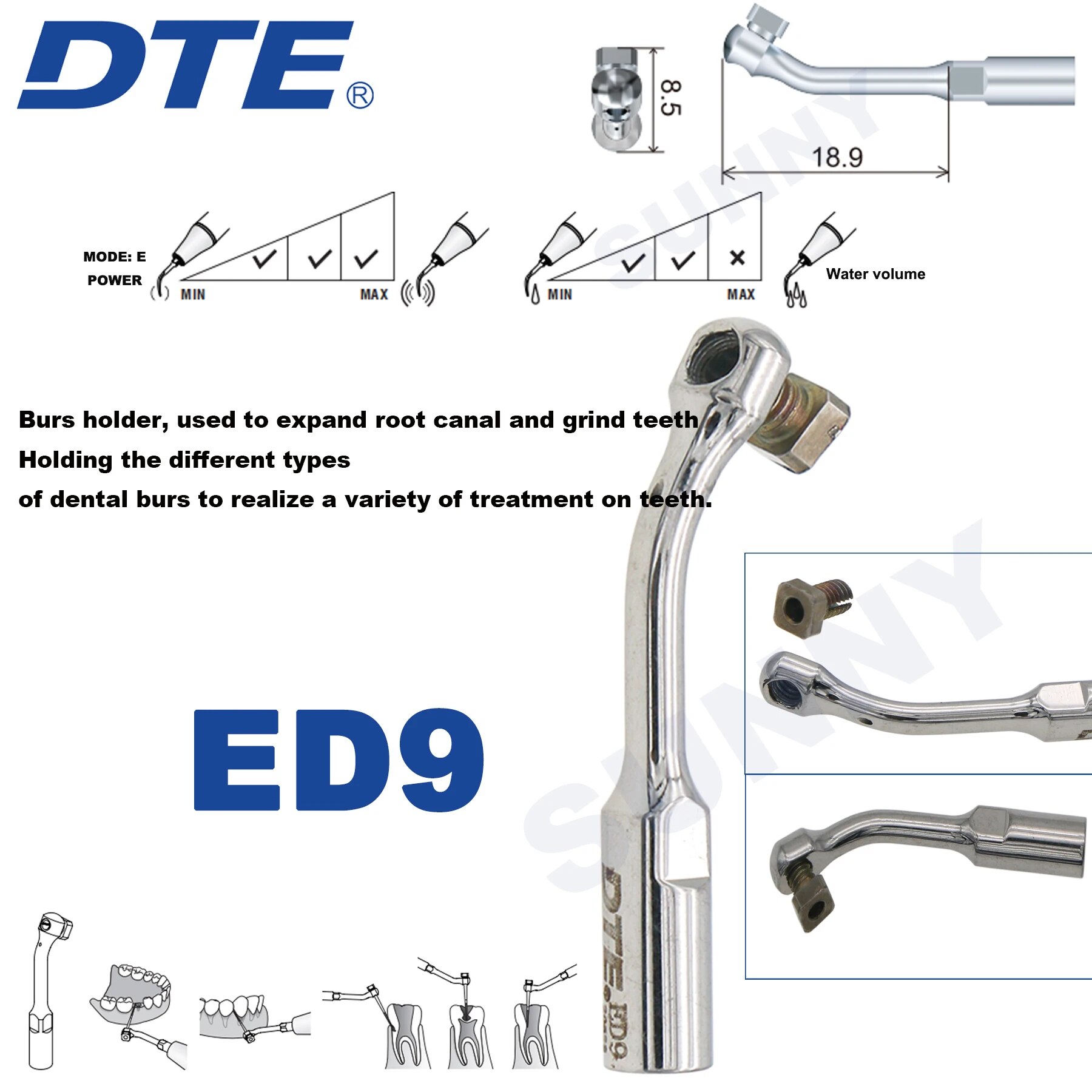 Woodpecker DTE Dental Ultrasonic Tooth Cleaning Machine Cutter Head ...
