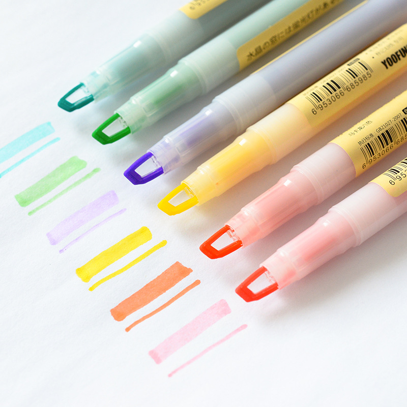 Panda Online 6PCS Double Ended Window Soft Highlighter Pens Pure ...