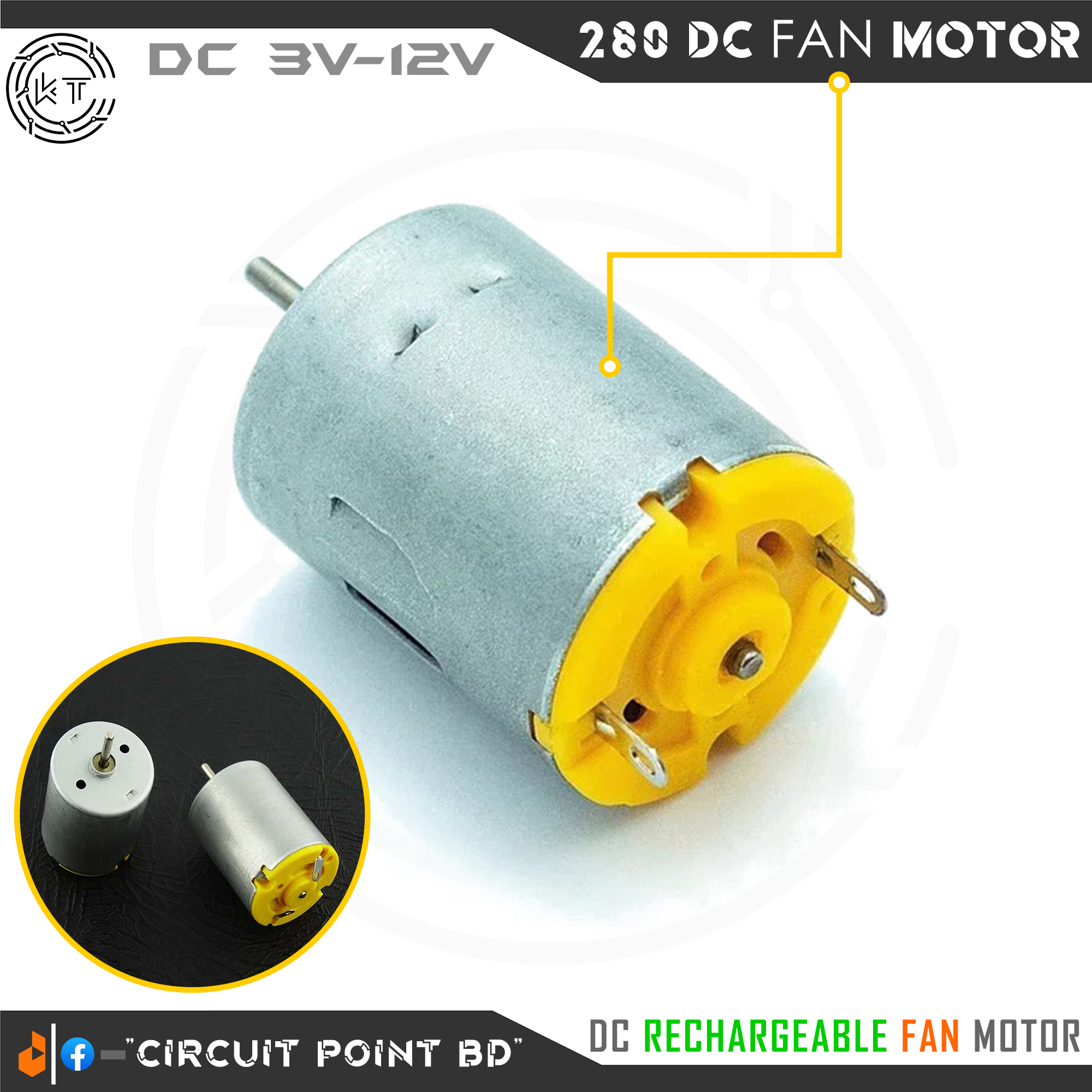 280 DC Motor, DC 3V to 9V For Rechargeable DC fan, Mini Drill, Toy, Car ...