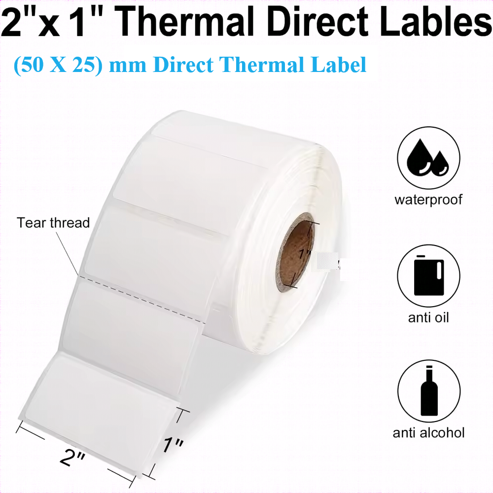 Barcode thermal DT Paper label sticker (2 inche X 1 inche) (50 mm X 25 ...