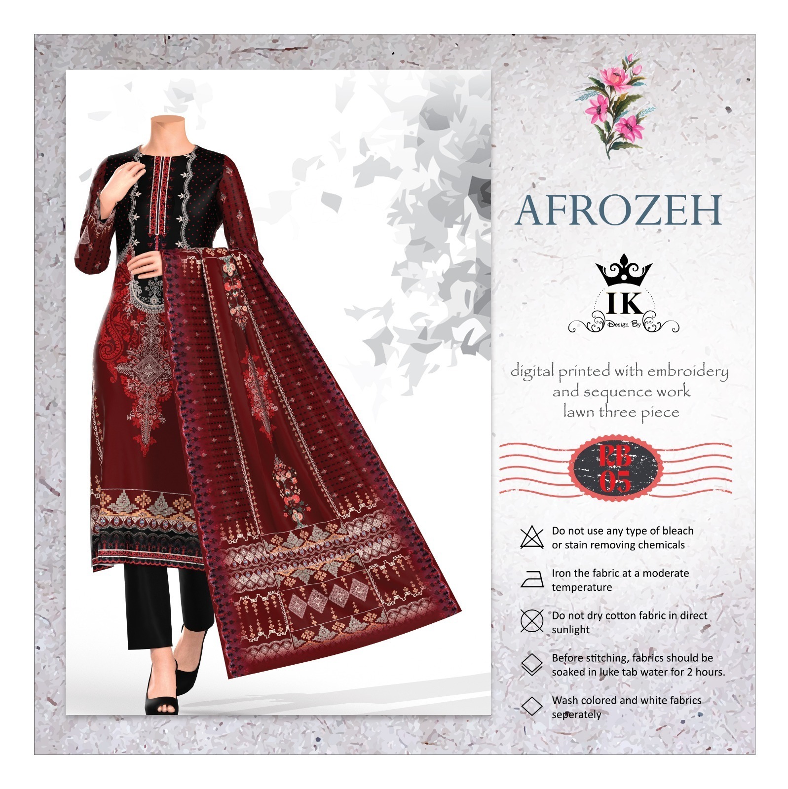 Pakiza afrozah Cotton Three Piece-05 | Daraz.com.bd