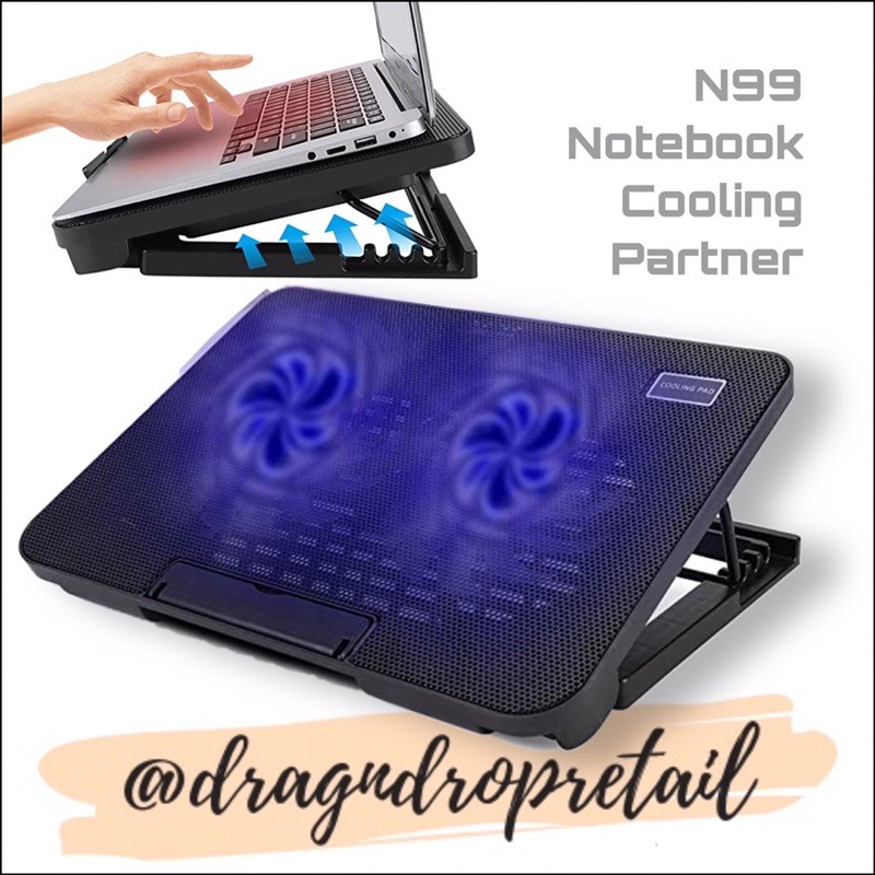 Notebook Laptop Adjustable Cooling Pad Stand Cooler Fan Blue LED USB ...