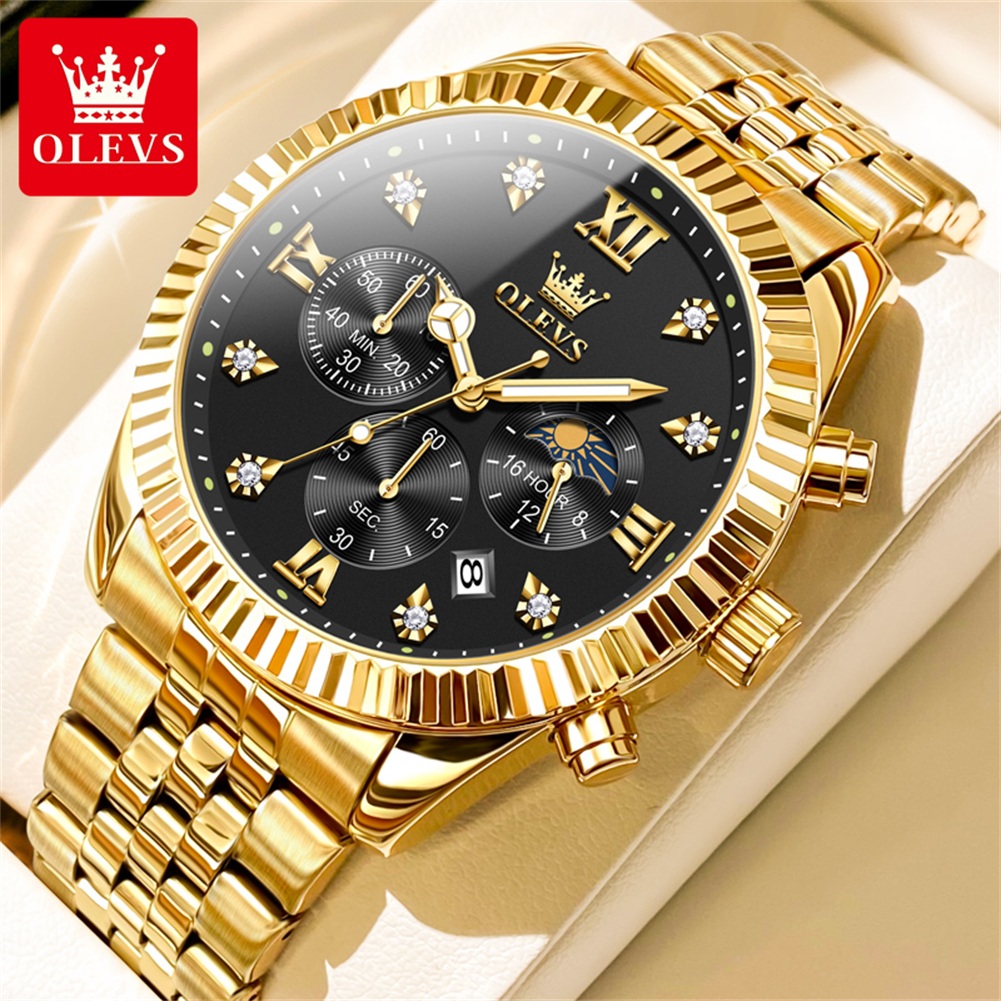 OLEVS Watch For Men Waterproof Original New Multifunction Diamond ...