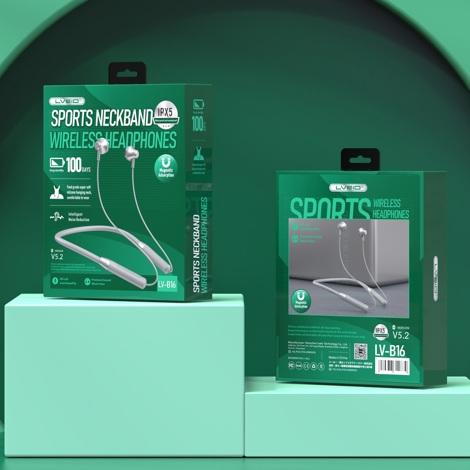 LVEIO-LV-B16 Neckand Earphone Wireless High Quality In-Ear Earphones ...