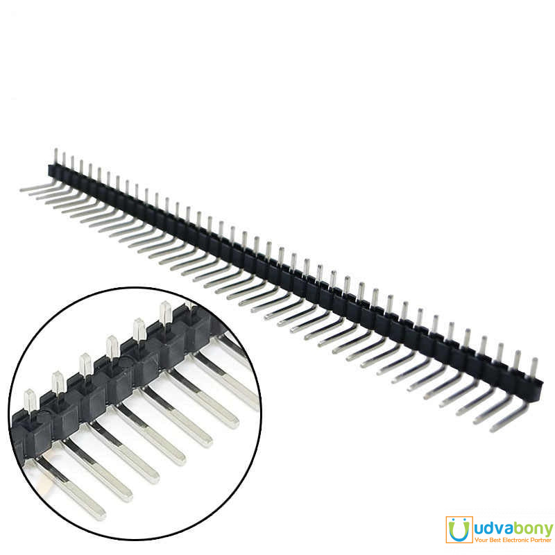 2Pcs- 40x1 ROW RIGHT Angle Male Header 40x1 90 Degree Pins Single Row 2 ...