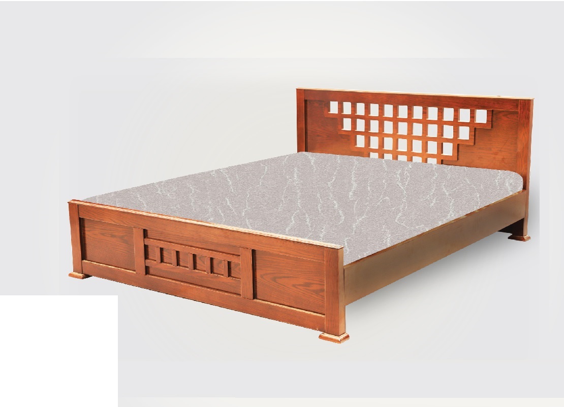Double BED - Wood-color B-2136 Stylish Design | Daraz.com.bd