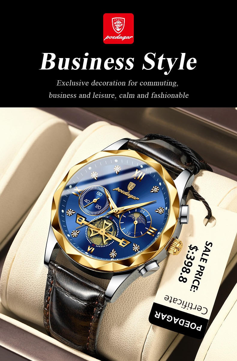 Poedagar 996L Luxury Watch for Men Sports Leather Men's Watches ...