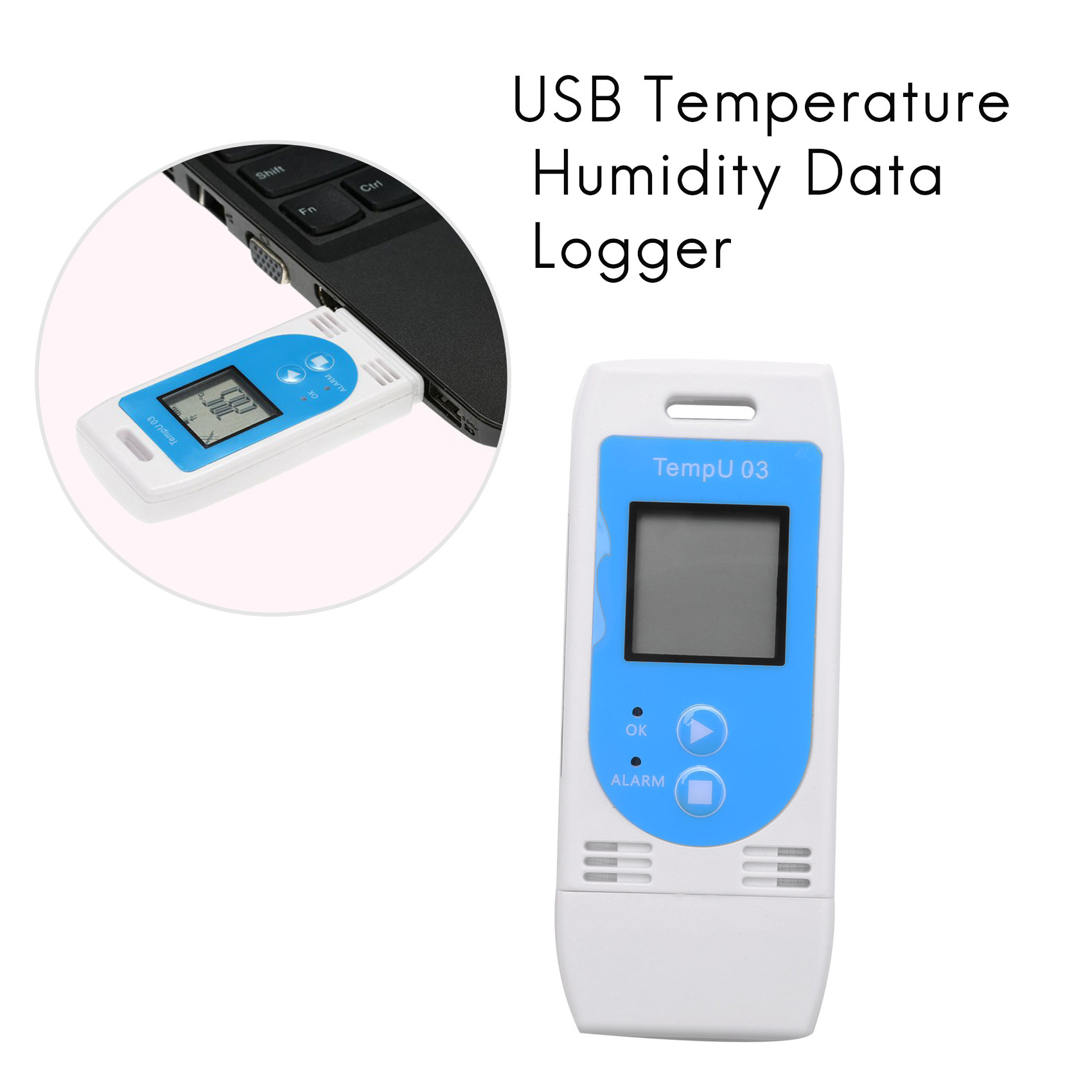 USB Temperature Humidity Data Logger with 12,000 Record Capacity ...