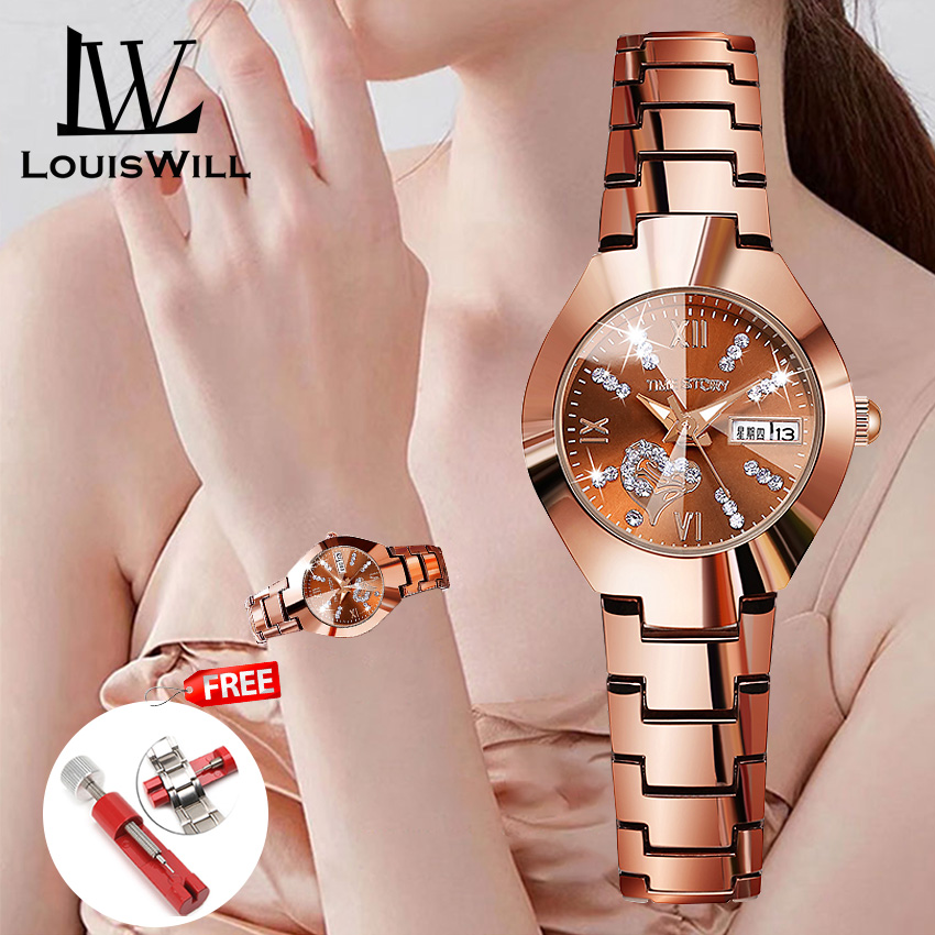 LouisWill Ladies Watch Fashion Quartz Watch Diamond Watches Steel Strap ...