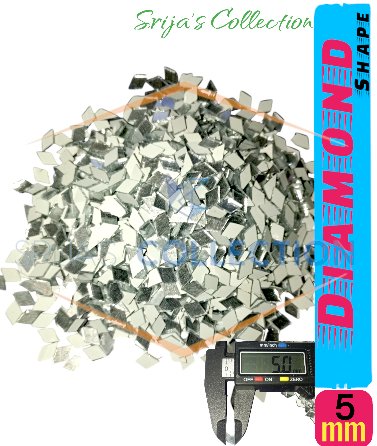 5 mm (0.5 cm) Rhombus Shape Mirror (Very Small) for Lippan Art ...