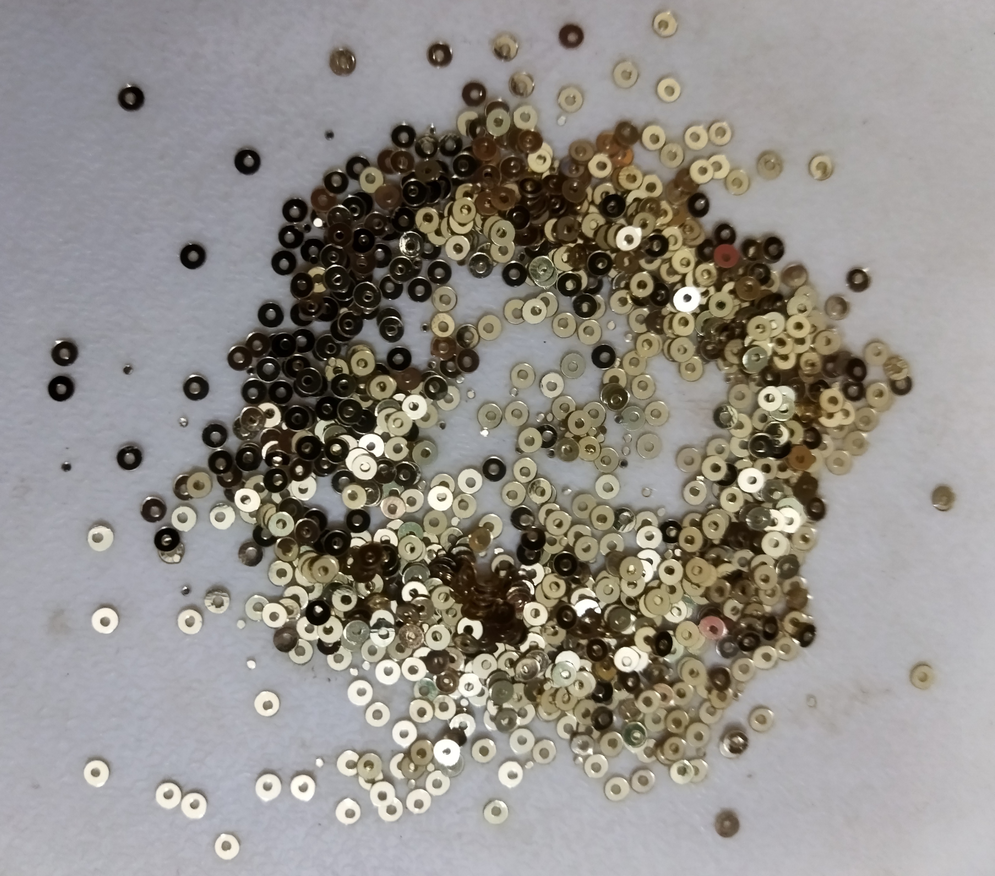 Golden Metallic Centrehole Micro Circular Sequins. 30g Sequins, 2mm ...