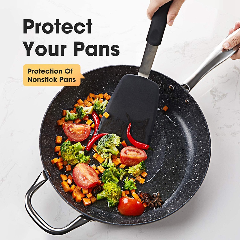 Pancake Spatula Silicone Turner For Nonstick Cookware. Flexible Extra ...