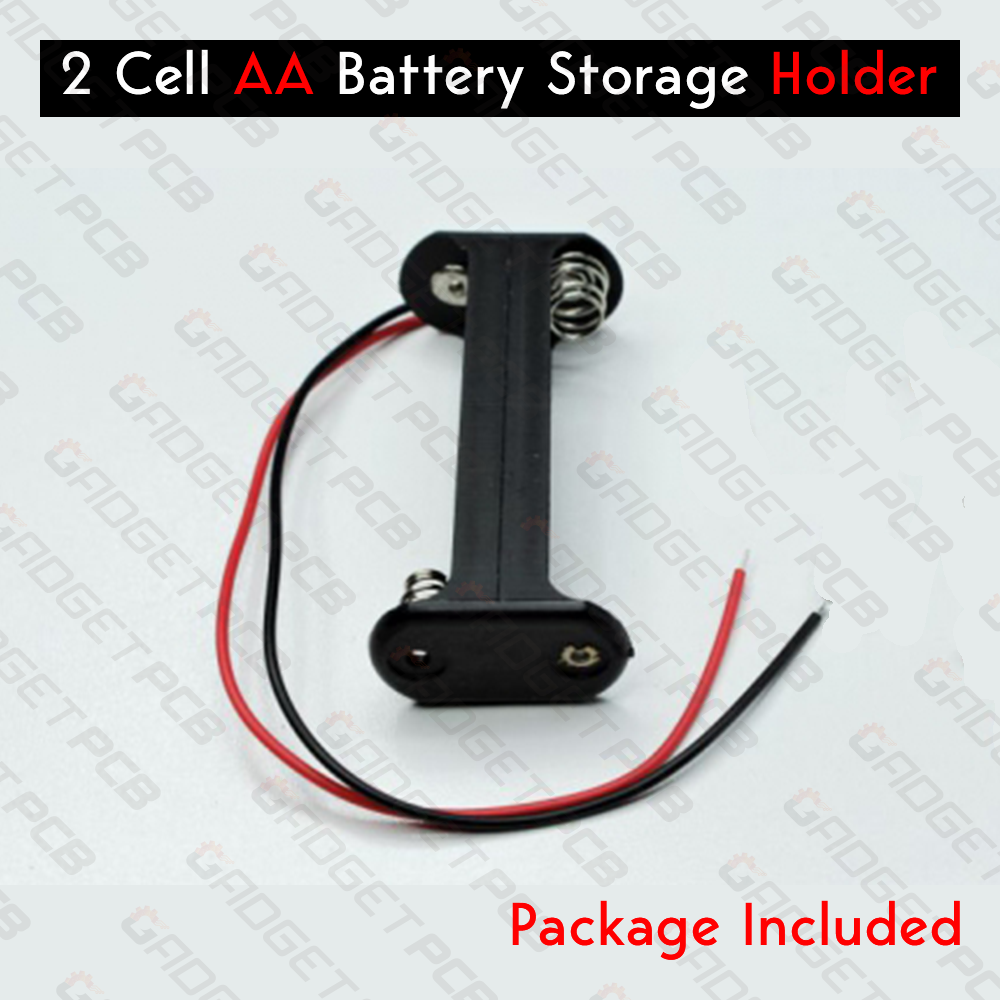 2 Cell AA Battery Holder Case With Cables Open Frame AA Battery Case ...