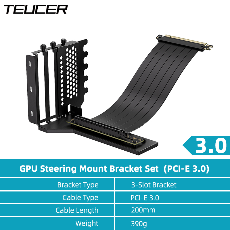 TEUCER Vertical GPU Mounting Bracket Graphics Card Holder Kit with 20cm ...