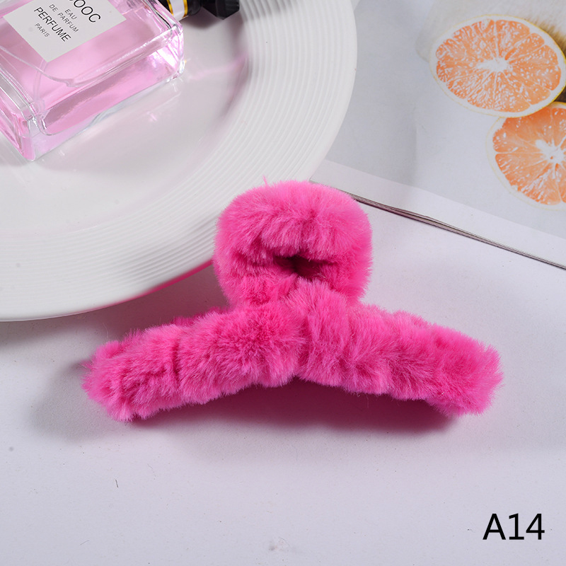 Women Hair Claw Plush Clip Cute Korean Fall Winter Solid Elegant ...