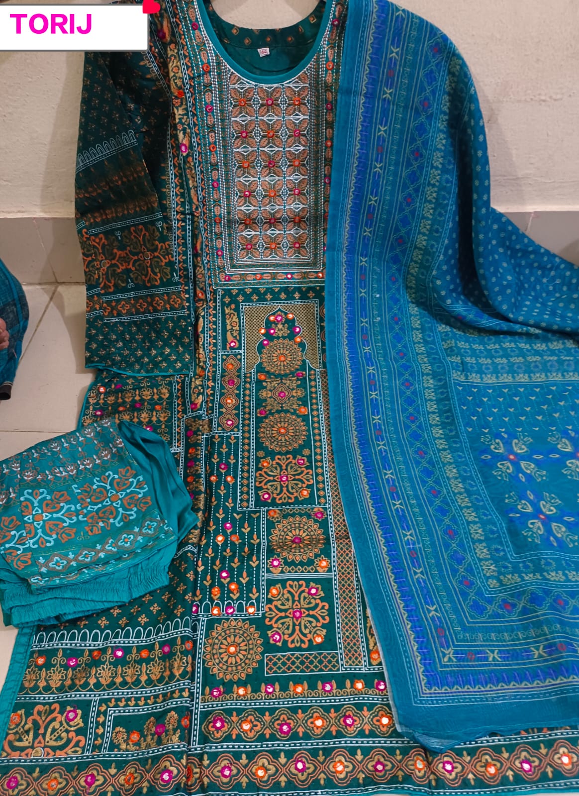 Pure AC Cotton Fabric High Quality Printed Three Piece