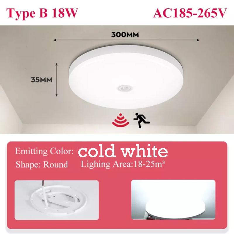 Led Ceiling Lights with Motion Sensor 12W 18W Smart PIR Motion Sensor ...