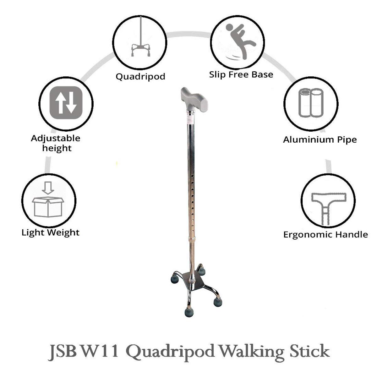 Quadripod Walking Stick for Patients Height Adjustable | Daraz.com.bd