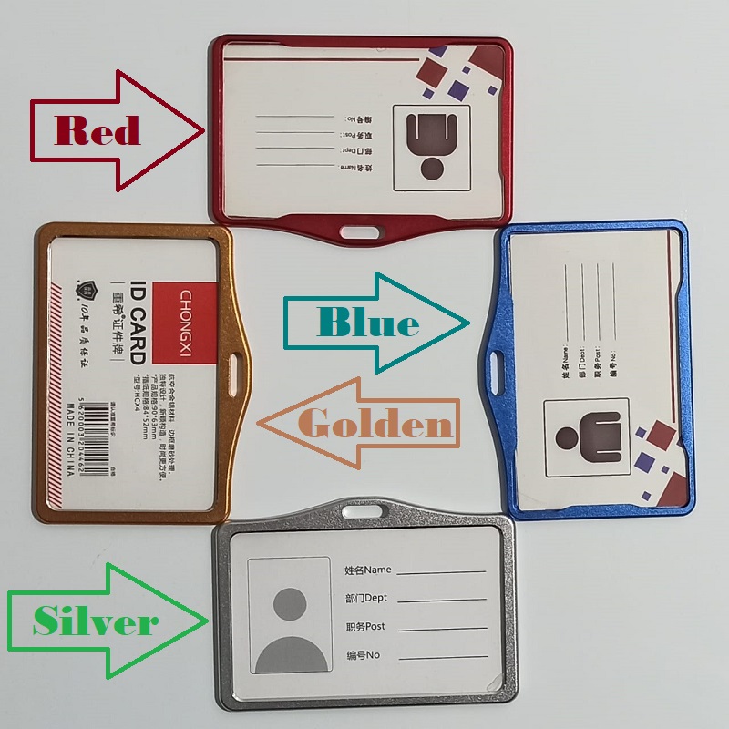 Horizontal Aluminum ID Card Holder Red, Blue, Silver, Golden - Please ...