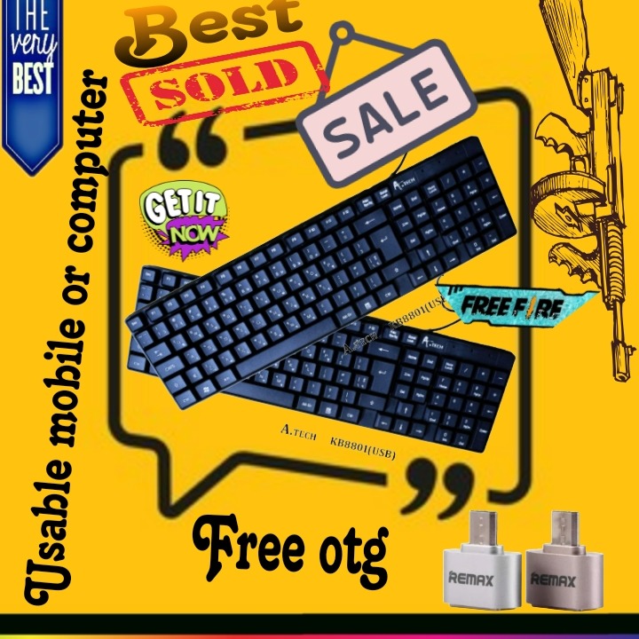 A.TECH Standard Keyboard with bangla USB + Free otg | Daraz.com.bd
