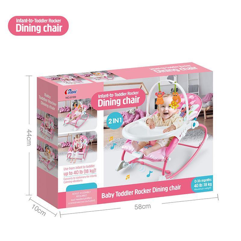 8166 Baby Rocker Portable Rocking Chair 2 in 1 Musical Infant to ...