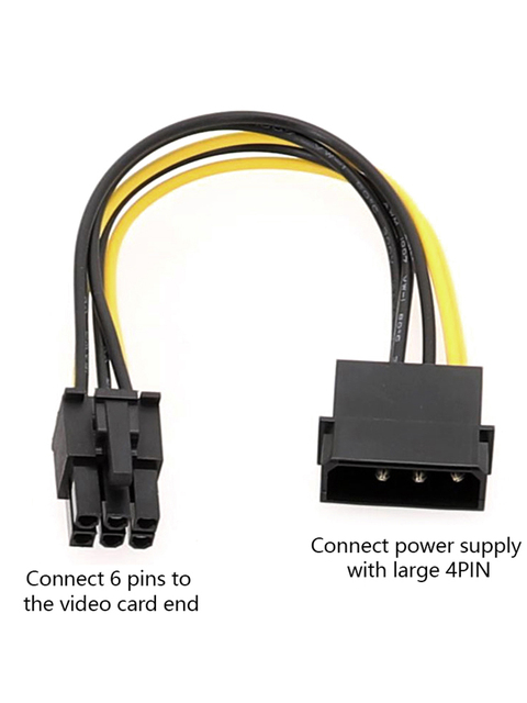 Video 6 Pin To 4 Pin Male Power Supply Cable 18awg 6 Pin To 4 Pin ...