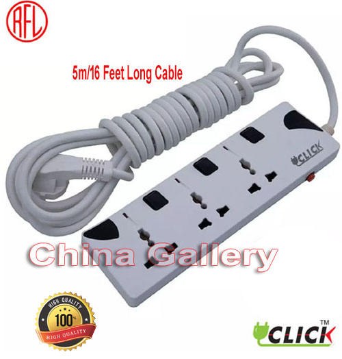 Multi Extension Click 2 pin 3 port 16 feet Cable, | Daraz.com.bd