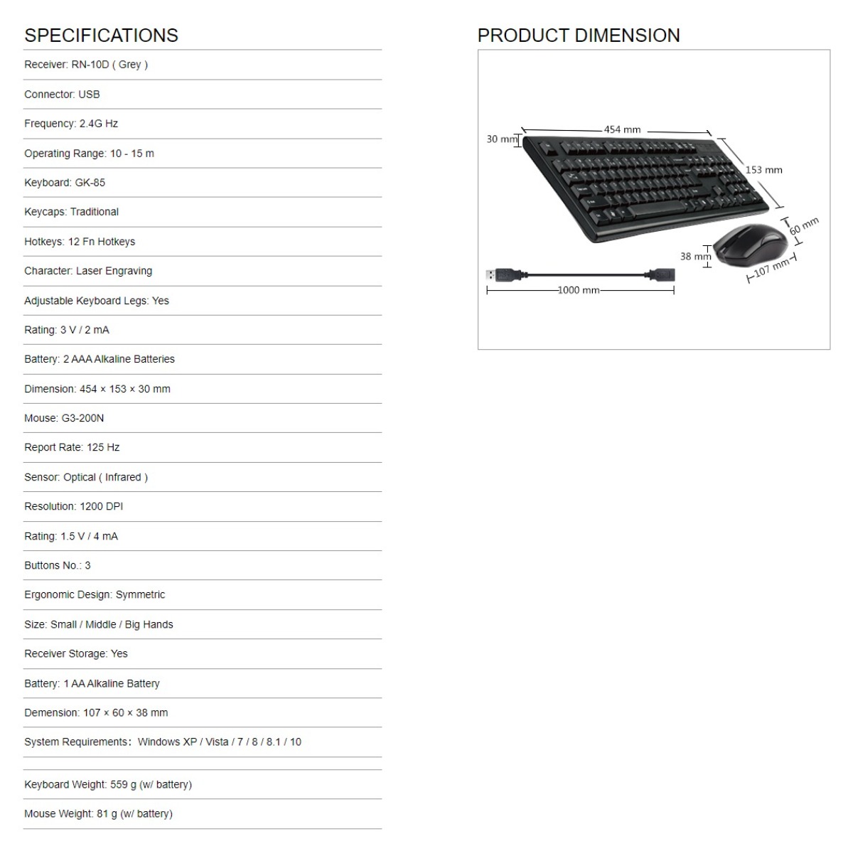 A4tech 3000N 2.4G Wireless Keyboard - Bangla Layout - 1200 DPI - 12 ...