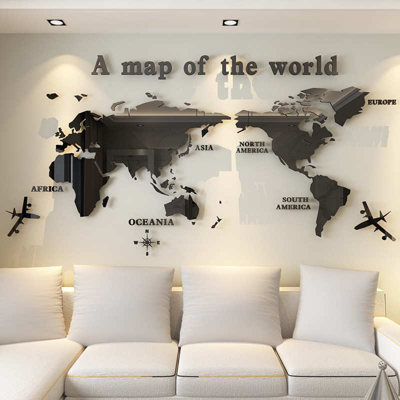 PVC World Map Wall Sticker | Daraz.com.bd