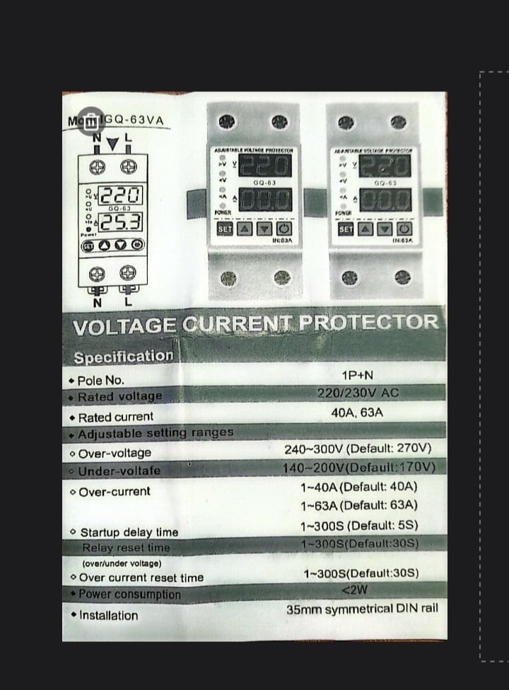Adjustable Voltage & Current Protector 63A | Daraz.com.bd