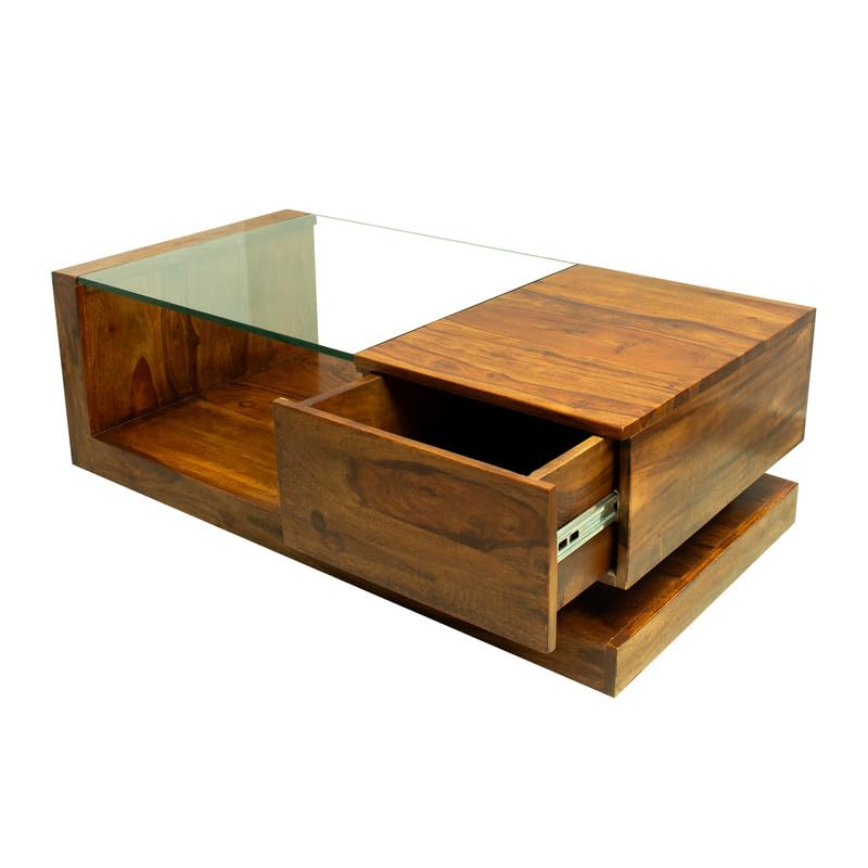 Home Centre Quadro Coffee Table with Glass Top, Coffee & Tea Table for Living Room Home & Office ...