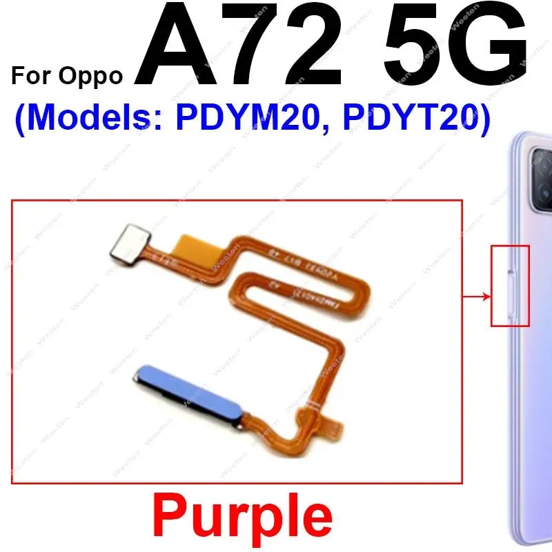 For OPPO A72 A74 A76 A77 A77S 4G 5G Power Button Fingerprint Flex Cable ...