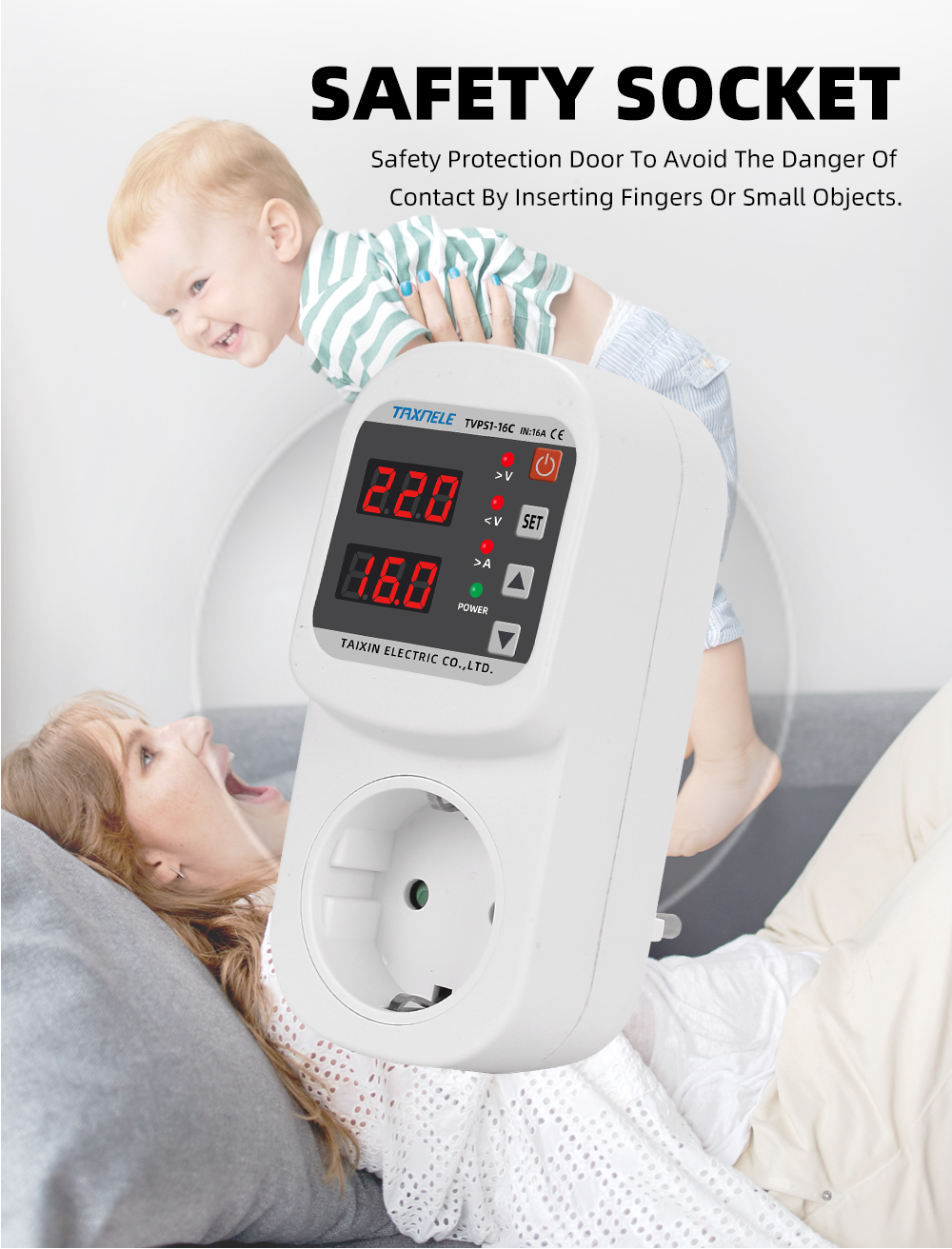 Over Voltage Current Under Voltage Protector Socket Ac 220V Adjustable ...
