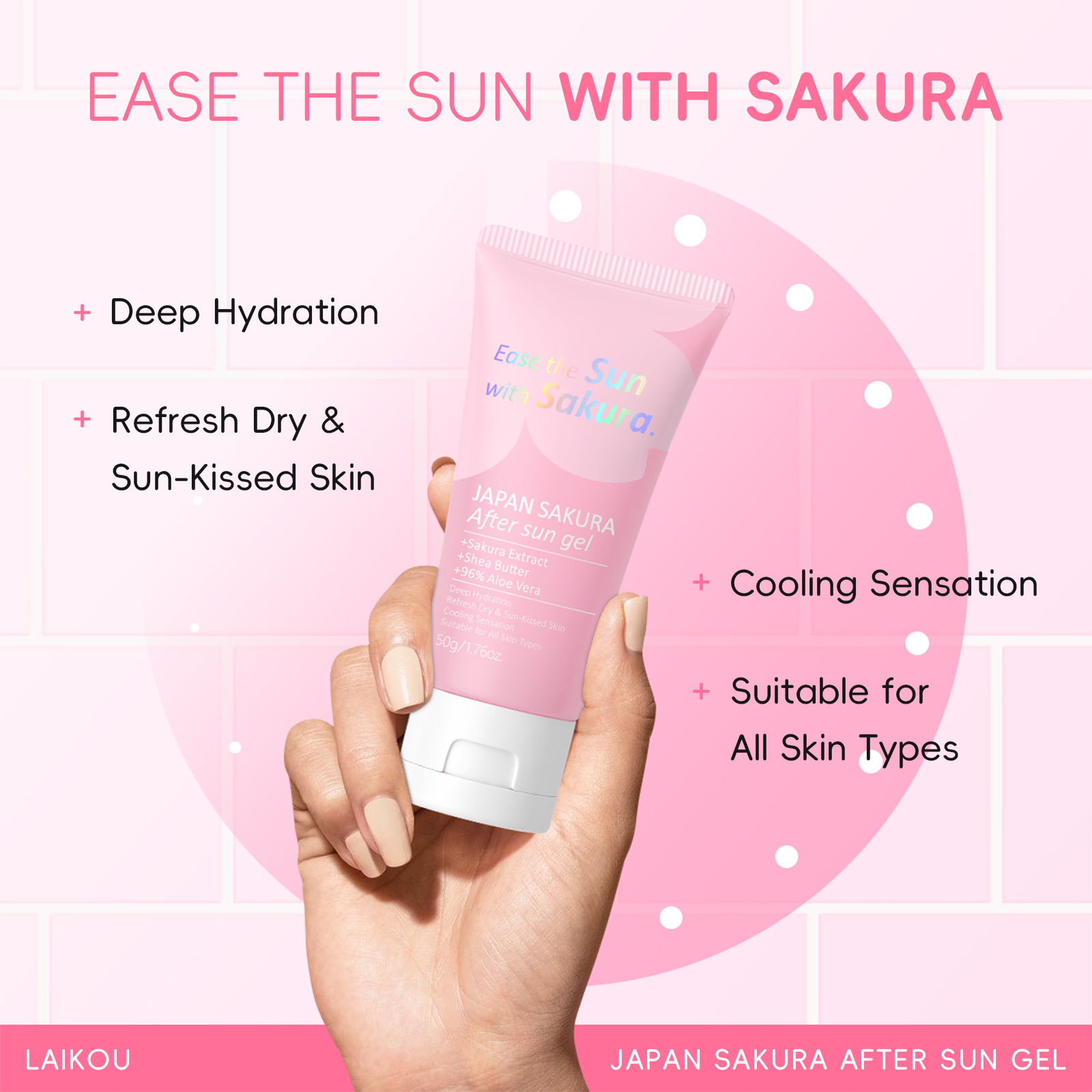 LAIKOU Japan Sakura After Sun Gel Ease Skin Refresh Dry & Sun-Kissed ...