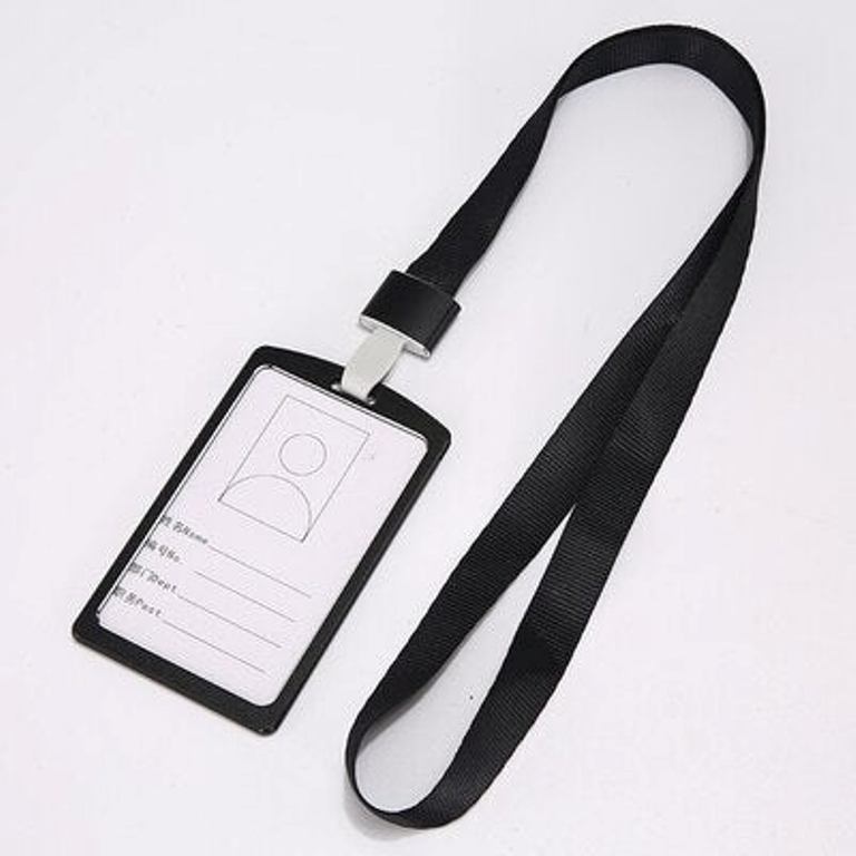 Aluminium Alloy Black ID Card Holder Business Card Vertical Metal Badge ...