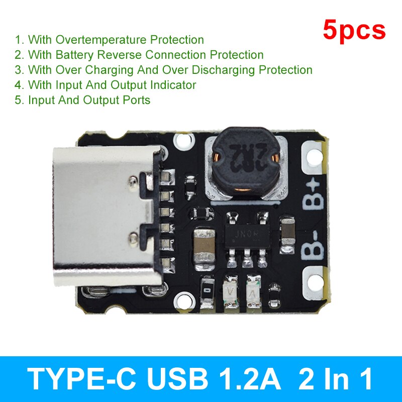 Type-C USB TP4057 1A Lithium Battery Charging Protection Board Module Polymer Battery Over ...