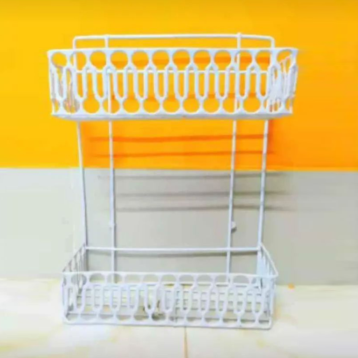 Wall mounted 2 Layer Hanging Kitchen spice jar Metal Rack bathroom ...