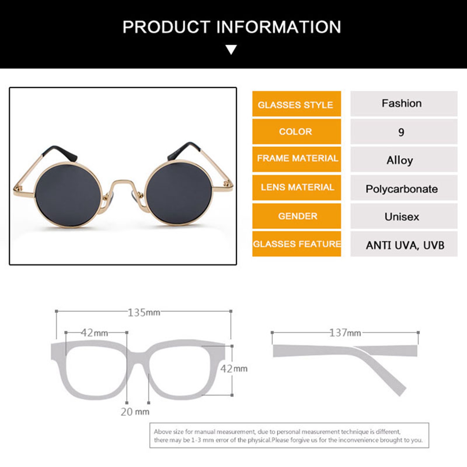 2Pcs Retro Punk Glasses Clear Sunglasses Female Retro Metal Frame Black ...