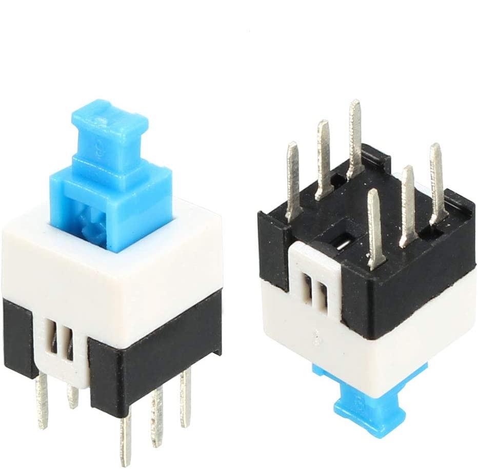 5Pcs- SELF LOCK 6 Pin Square 6.5×6.5x15mm 6Pin DIP 0.1A 30V DC Mini ...