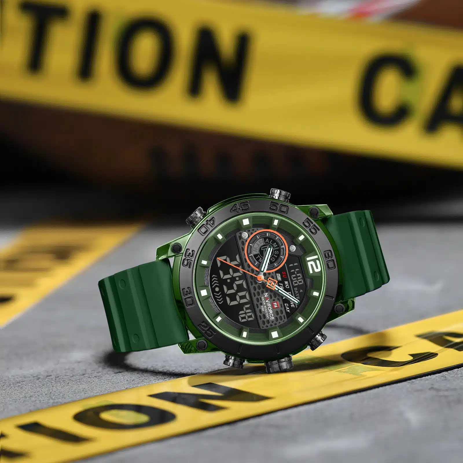 NAVIFORCE NF6104 Green Silicon Men's Lightweight Sports Wrist Watch ...