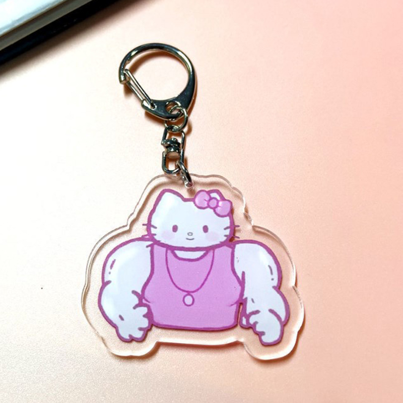 Funny Sanrio Muscle Keychain Anime Hello Kitty Kawaii Girls Keychain ...