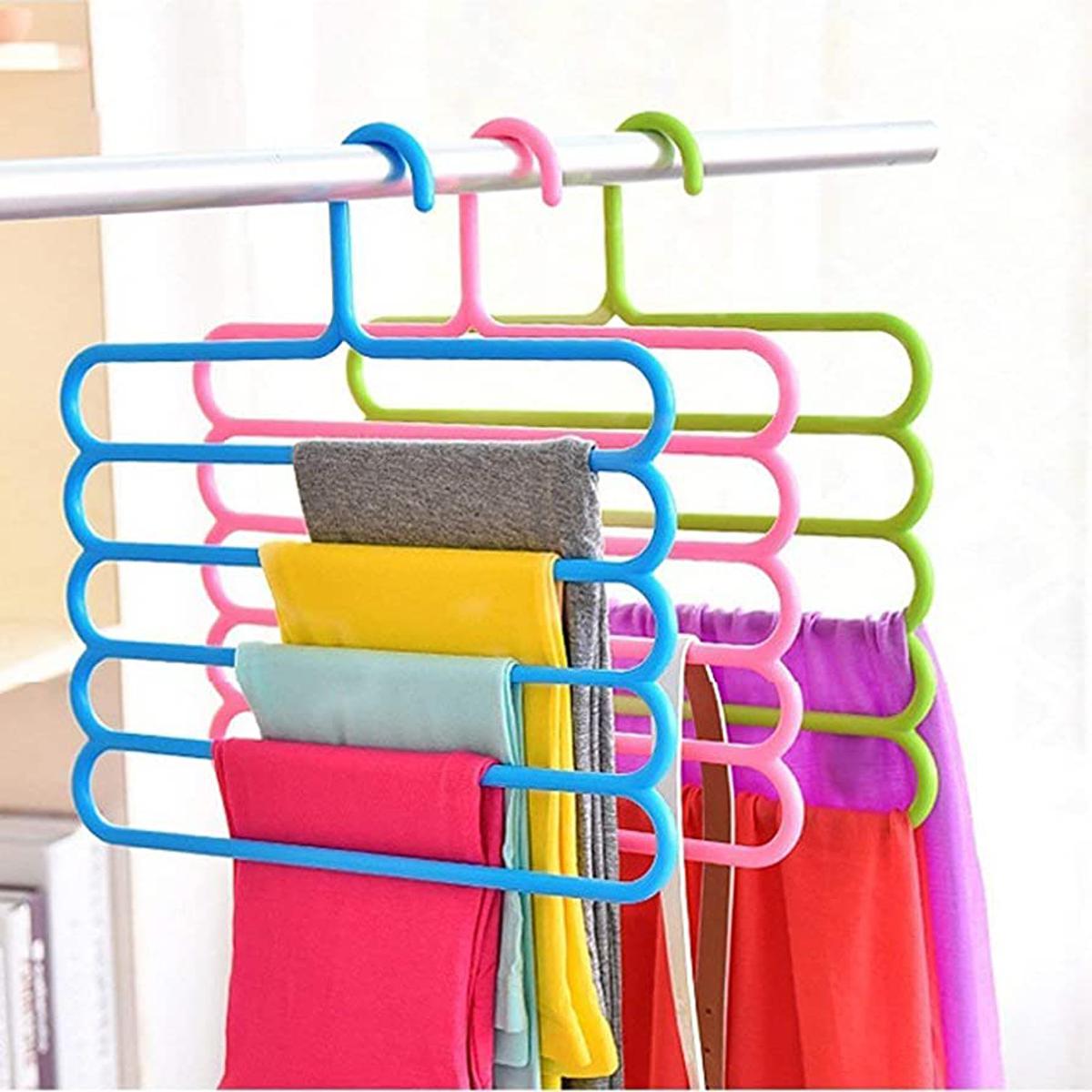 5 Layer Plastic Hangers for Clothes in Wardrobes Space Saving ...