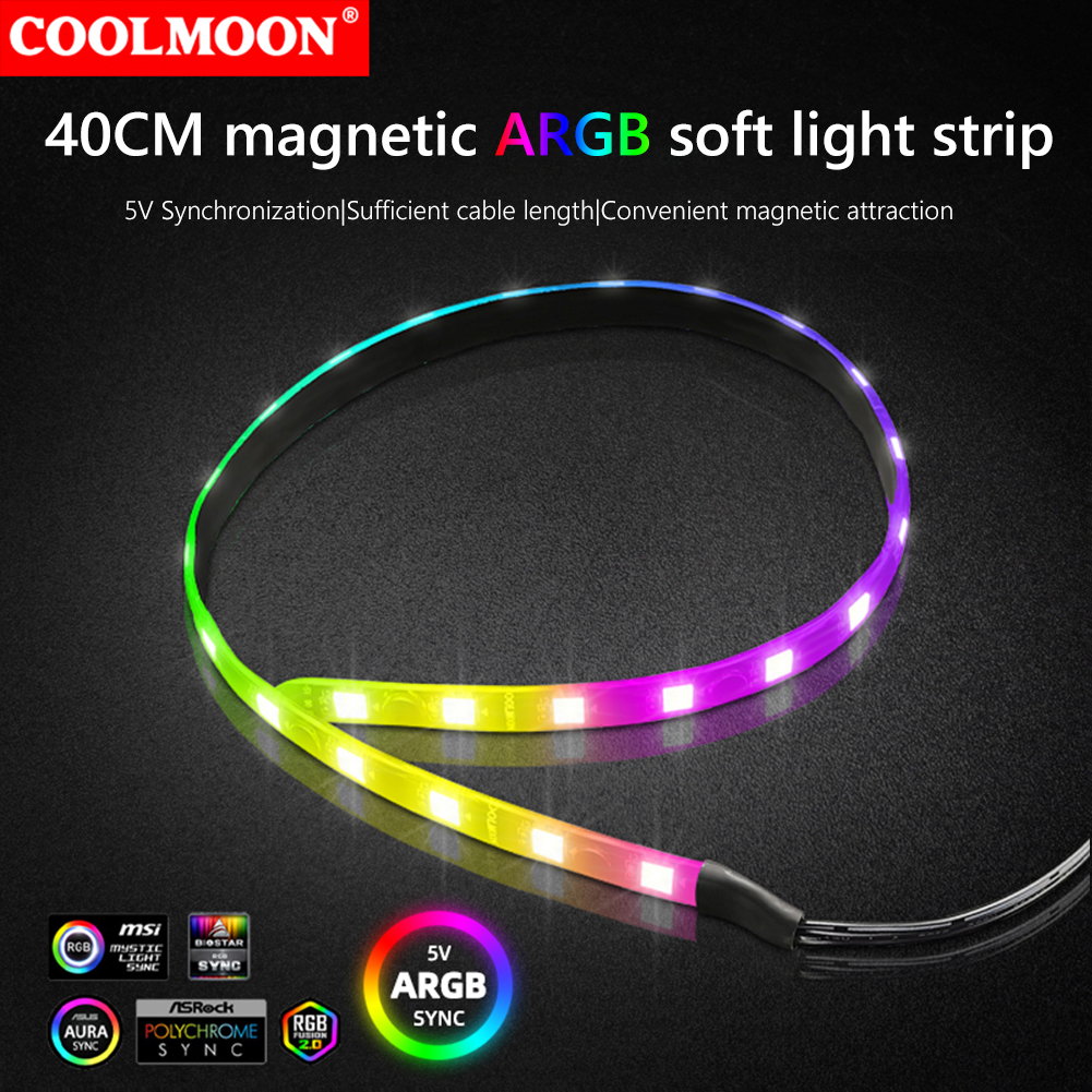Coolmoon Cm-Ls40 5v Argb Pc Case Led Bar Sata 3pin Computer Rgb Lamp ...