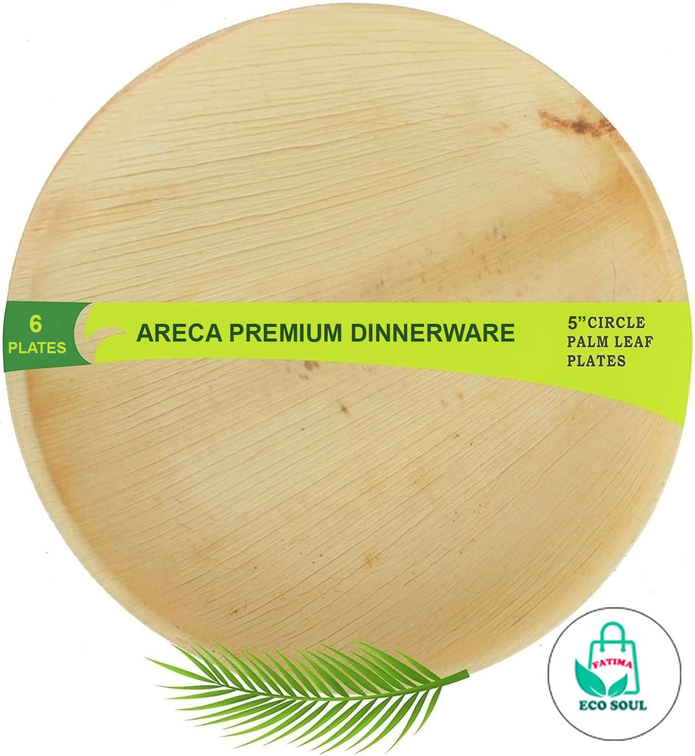 Areca Leaf Disposable Palm Leaf Supari patar 5 Inch Round Plates (6 ...