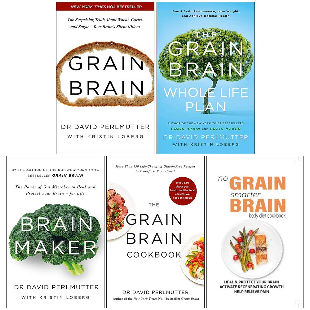 David Perlmutter 5 Books Collection Set (Grain Brain, The Grain Brain Whole Life Plan, Brain ...