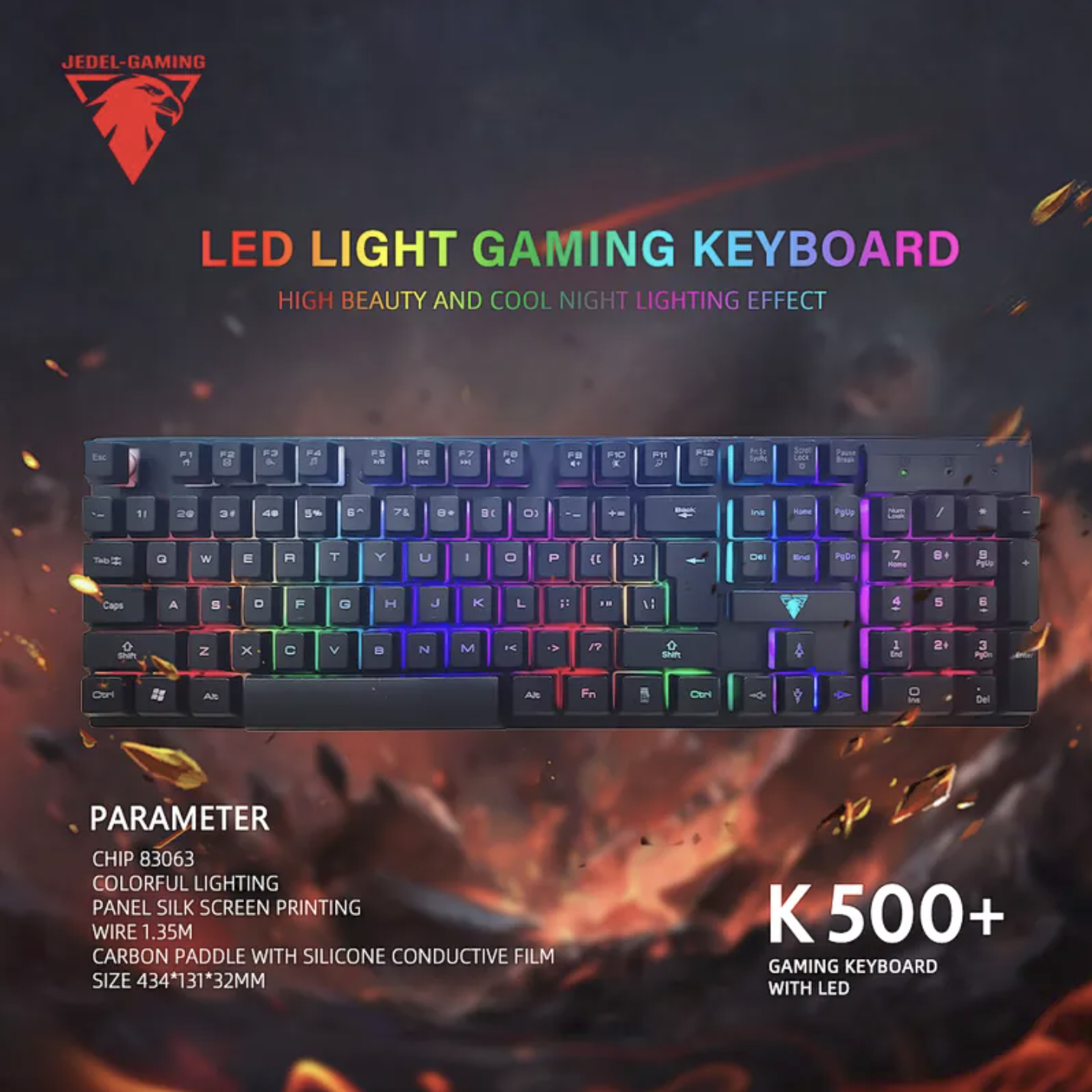 JEDEL K500+ USB Gaming Keyboard With RGB Lighting | Daraz.com.bd