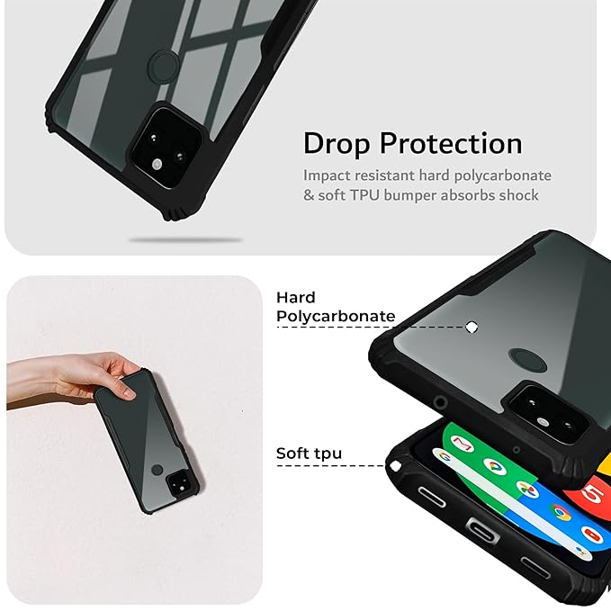 Google Pixel 5A 5G Protective Black Border Crystal Clear Xundd Mobile ...