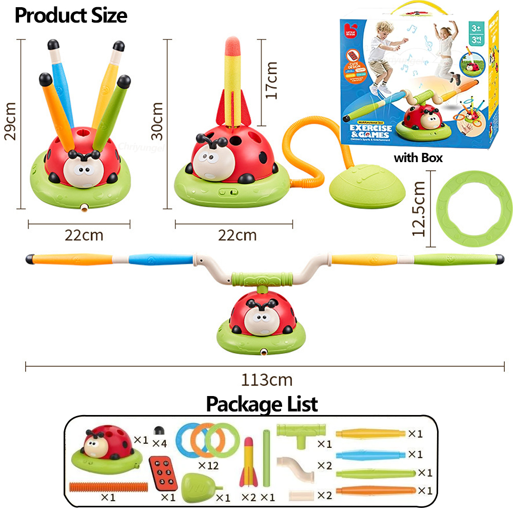 3 in 1 Musical Jump Sports Toys Toss Ring Game Toy and Rocket Launcher ...